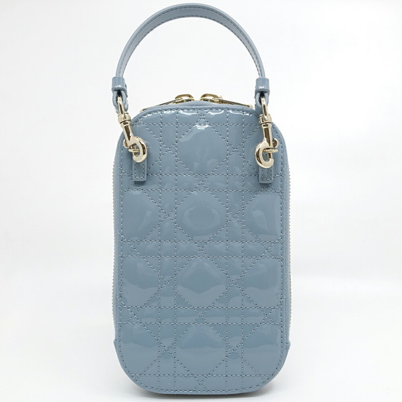 Dior | Bags | Dior Colin Phone Holder Cannage Patent Calf Blue Gd ...